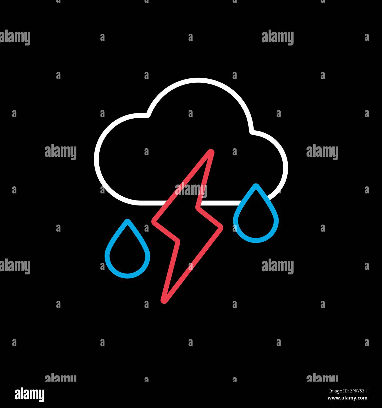 Cloud with fall rain and lightning vector icon Stock Vector Image & Art ...