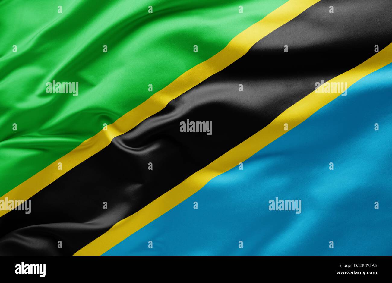 Waving national flag of Tanzania Stock Photo - Alamy
