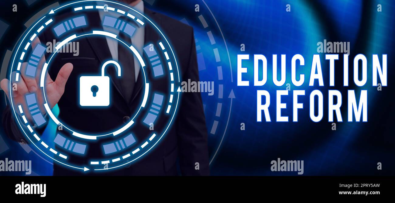 Text showing inspiration Education Reform, Word for planned changes in ...
