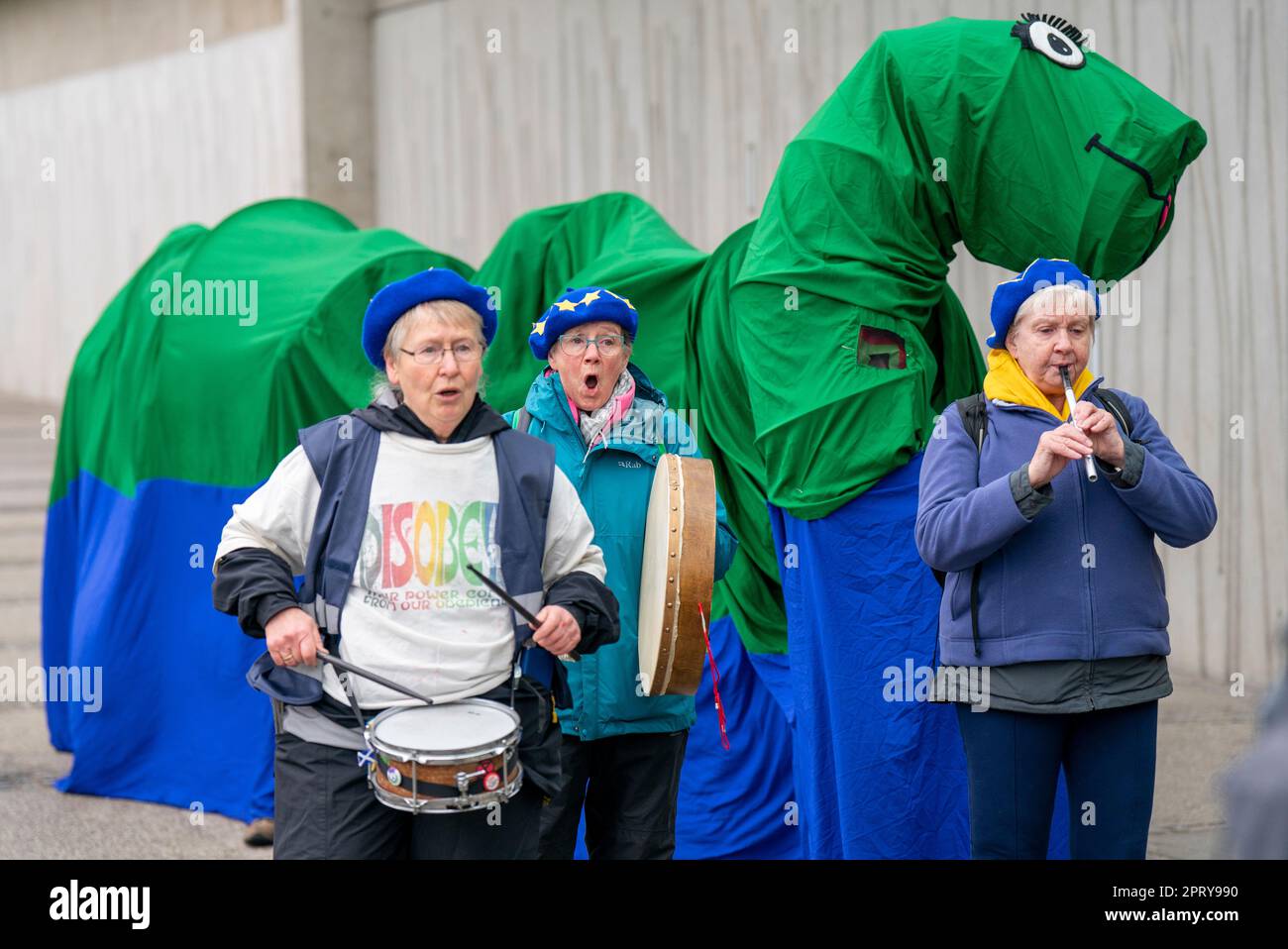 Climate and peace activists take part in a protest outside the Scottish ...