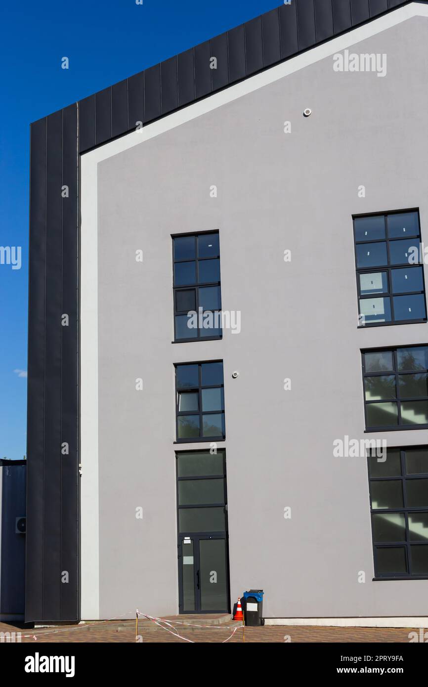 Architectural details of the facade of modern office buildings with ...