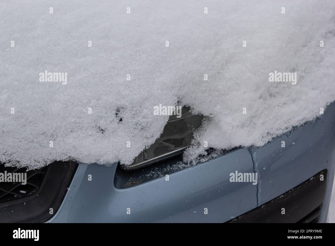 Cars Covered With A Snow In A Row After Snowfall Detailed Stock Photo ...