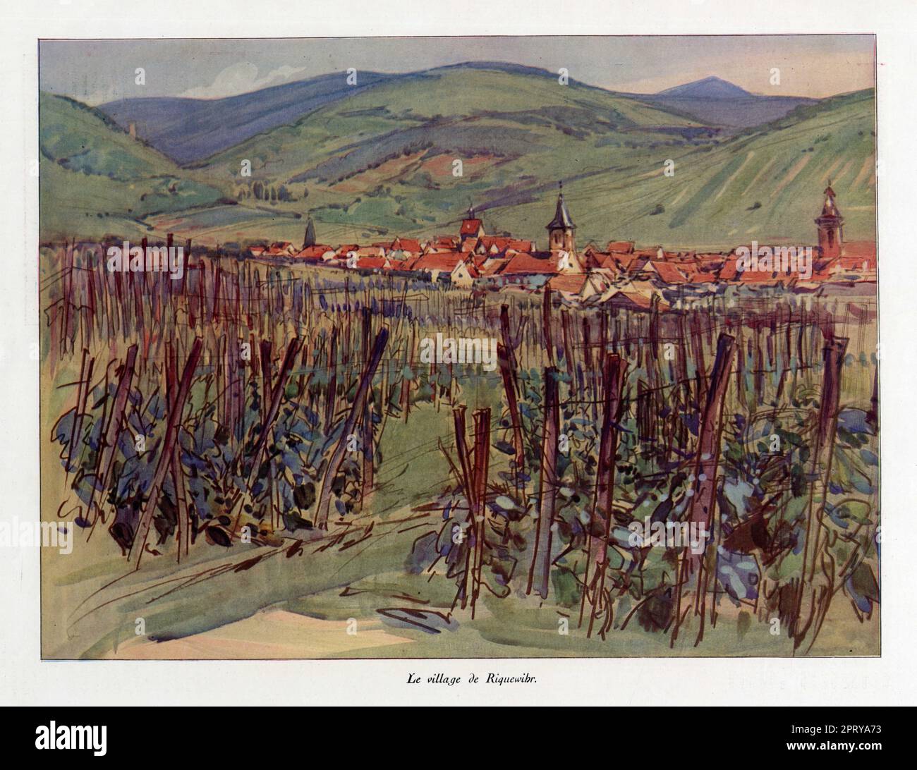 Le village de Riquewihr, aquarelle de Henry Cheffer, 1929 Stock Photo ...