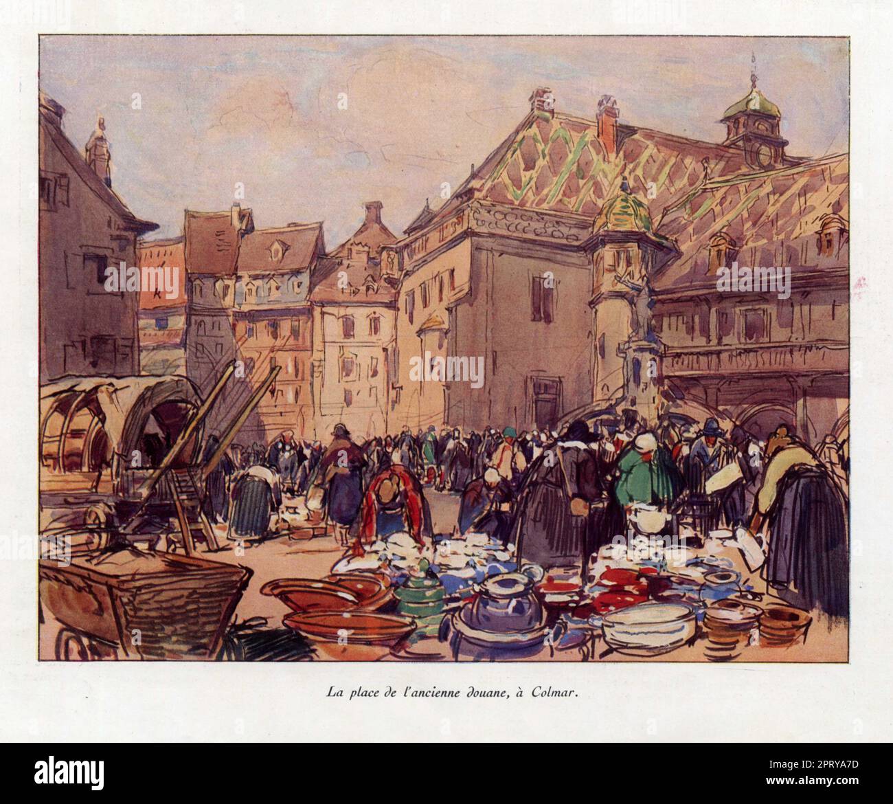 La place de l'ancienne douane, à Colmar, aquarelle de Henry Cheffer, 1929 Stock Photo - Alamy