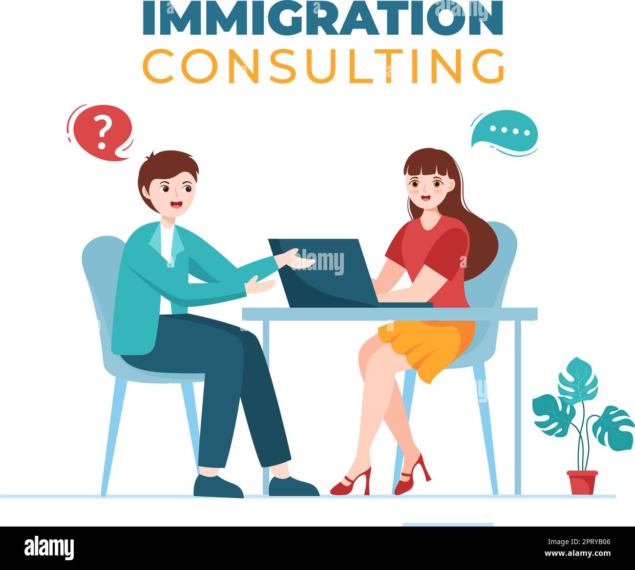 Immigration Consultant Template Hand Drawn Cartoon Flat Illustration ...