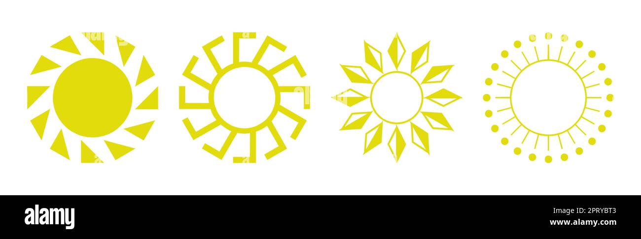 Collection of 4 pieces of abstract different yellow sun on white ...