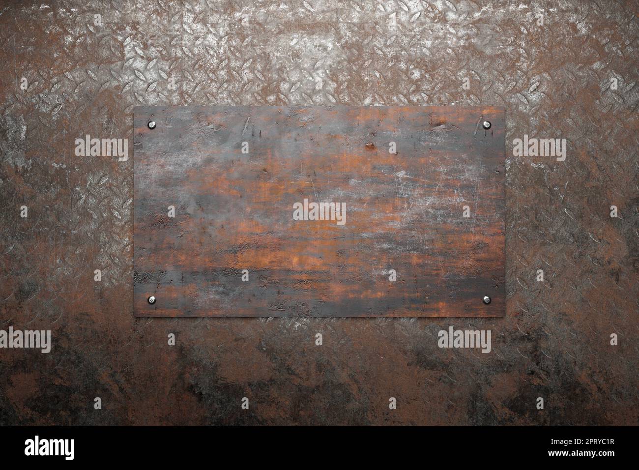 Steel textured metal sheet with heavy rust. 3d illustration Stock Photo ...