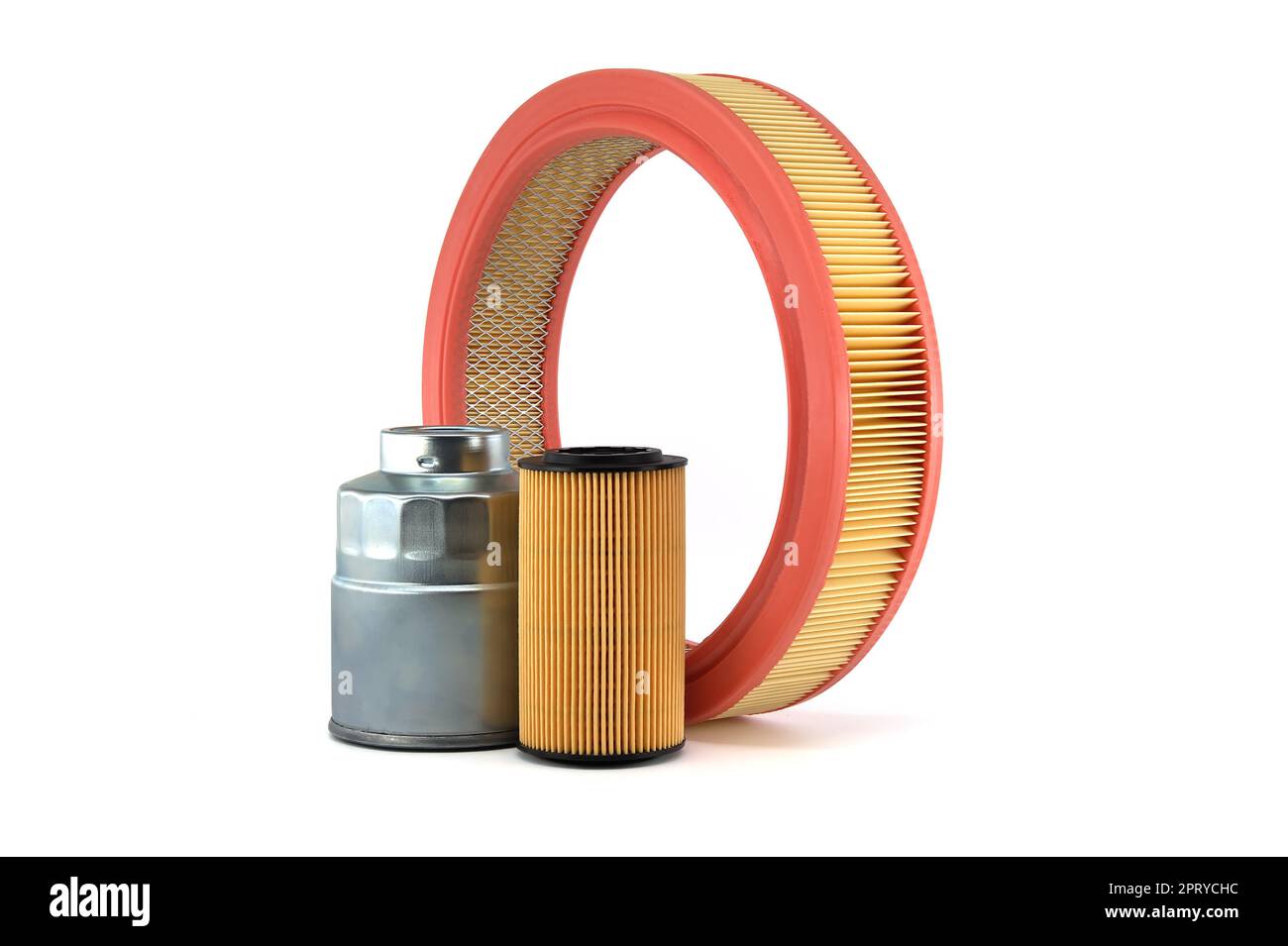 Car oil, fuel and air filters isolated on a white background. Car ...