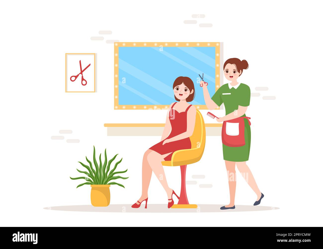 Barber Shop for Male or Female Clients Haircut with Mirrors, Desk and ...