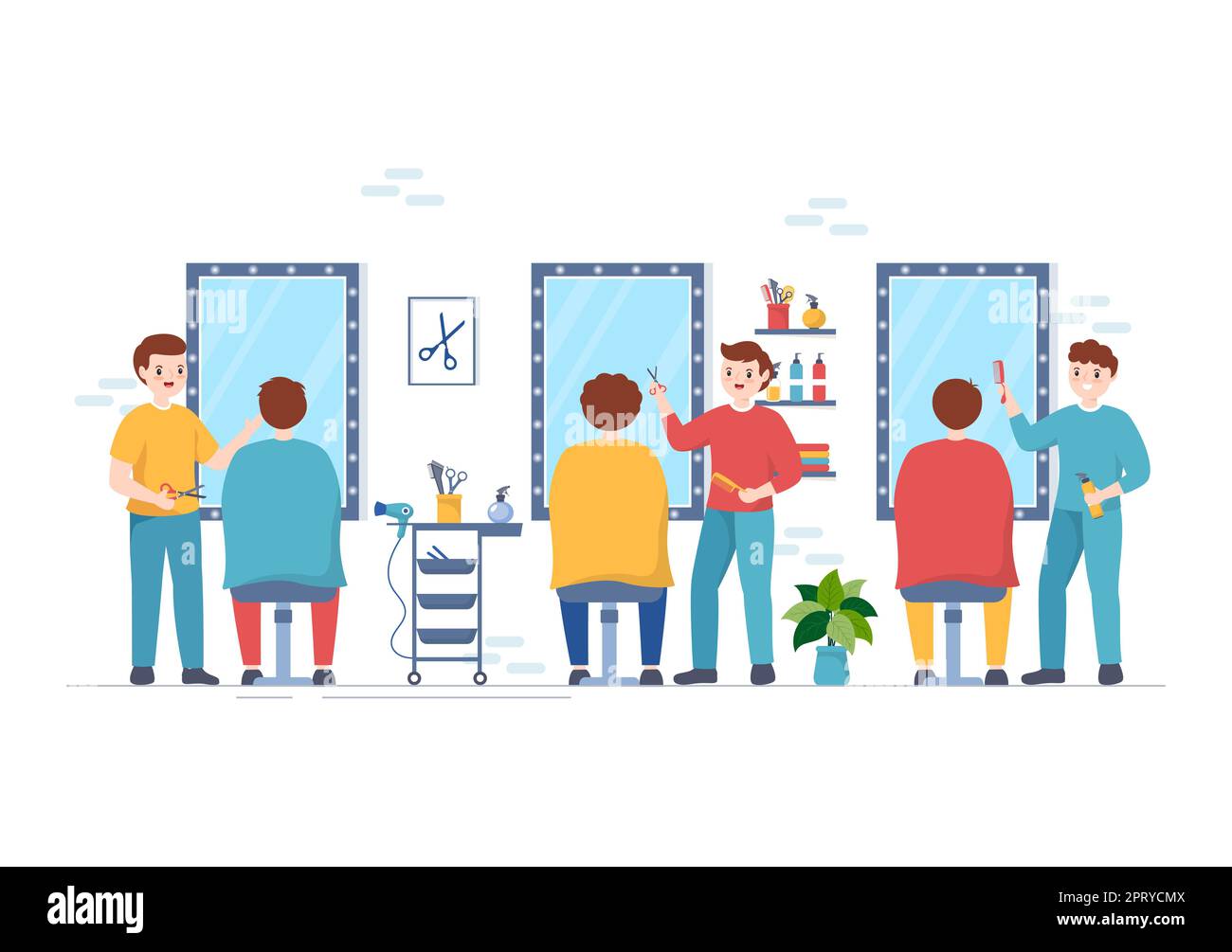 Barber Shop for Male or Female Clients Haircut with Mirrors, Desk and ...