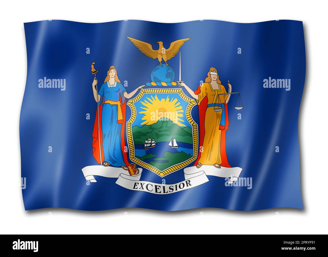 New York flag, united states waving banner collection. 3D illustration ...