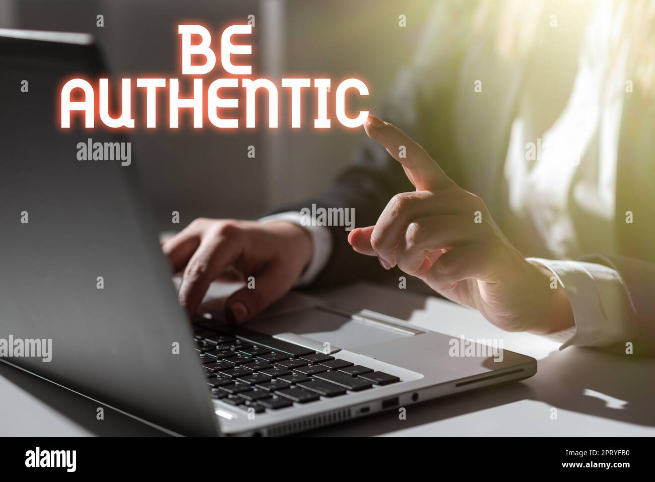 Writing displaying text Be Authentic, Business overview being truth and ...