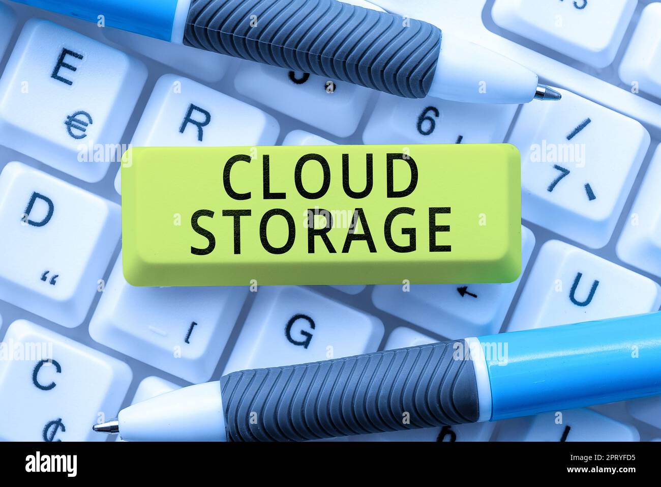 Text caption presenting Cloud Storage, Word Written on computing connect devices to cloud data ...