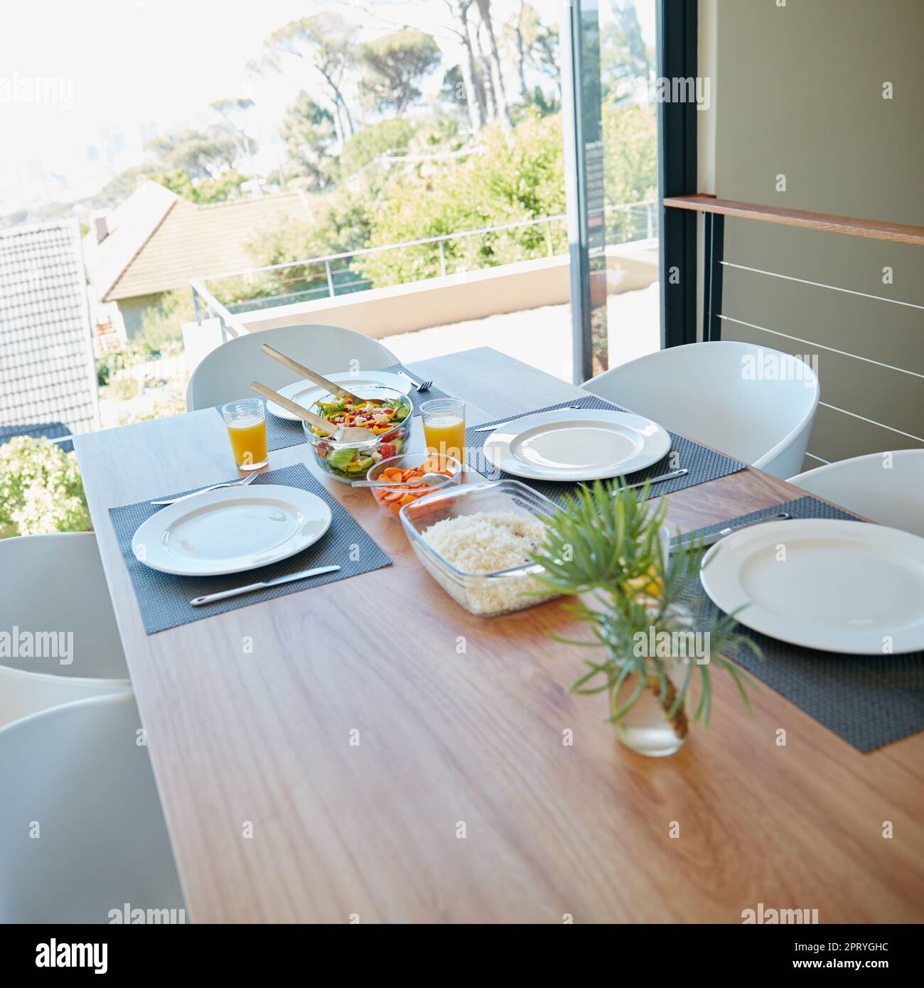 Time for lunch. Still life shot of a dining table set for a meal Stock ...