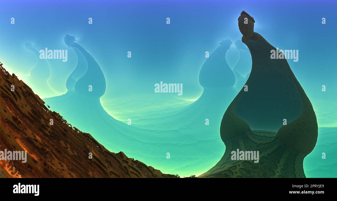 the surface of an alien planet under an alien sun 3d rendering Stock ...