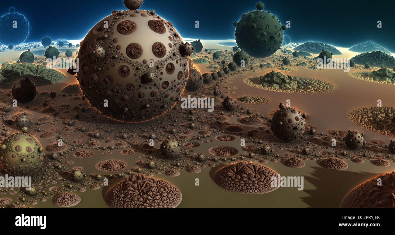 the surface of an alien planet under an alien sun 3d rendering Stock ...