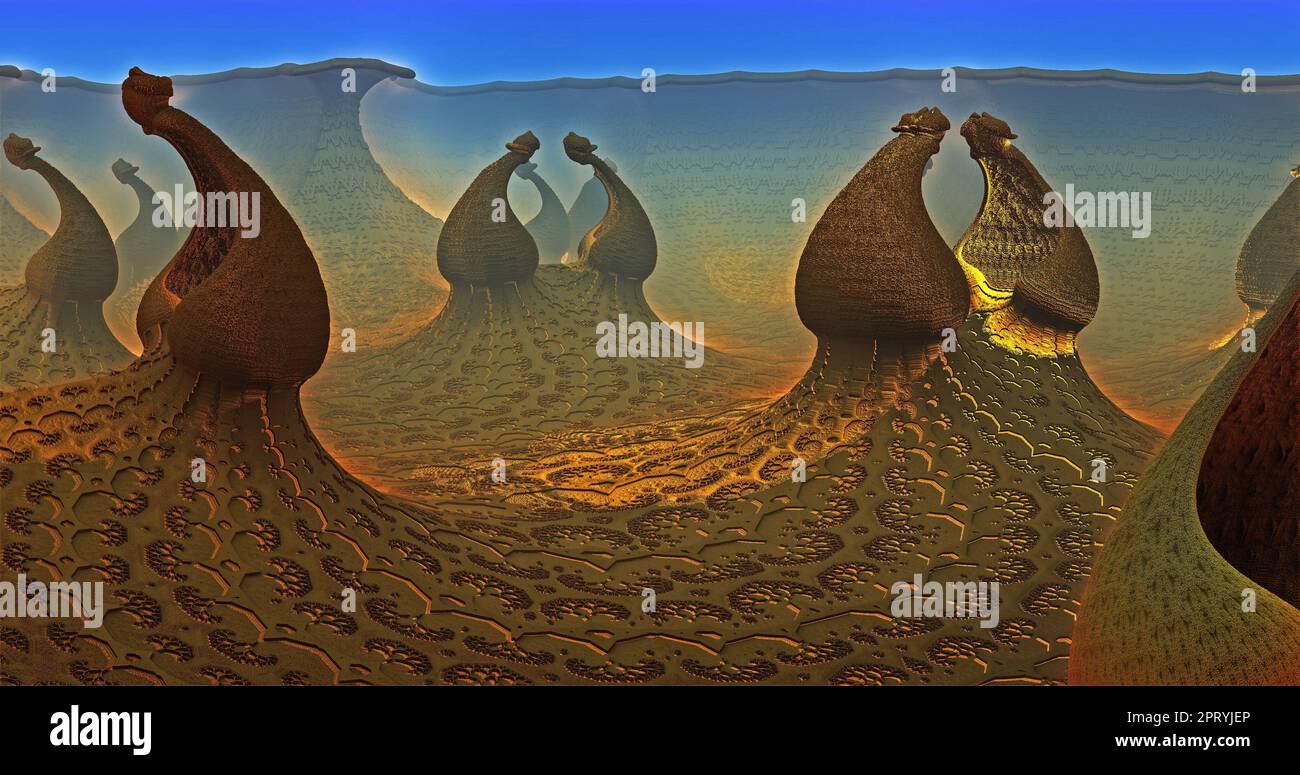 the surface of an alien planet under an alien sun 3d rendering Stock ...