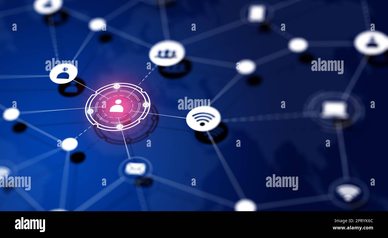 DOF image of Wireless Communication Network with World map background ...