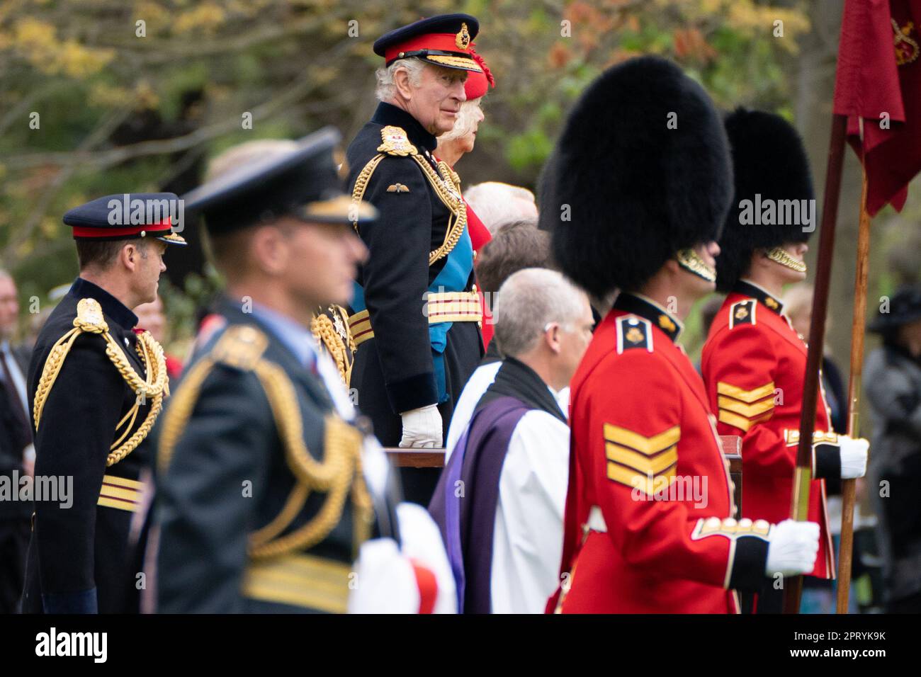 King Charles III and the Queen Consort attend a ceremony to present new ...
