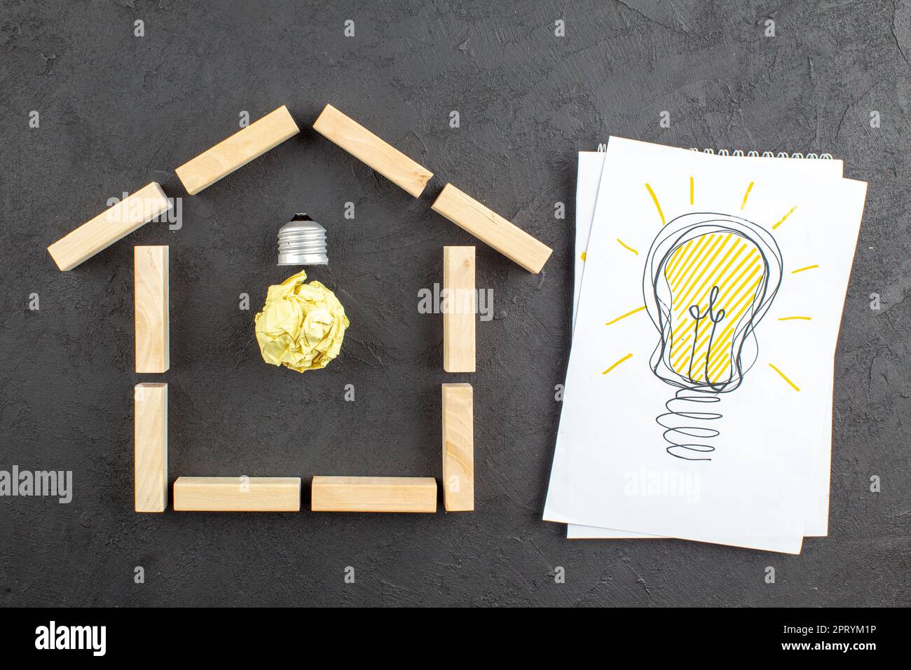 top view idealight bulb in house shaped wood blocks idealight bulb ...