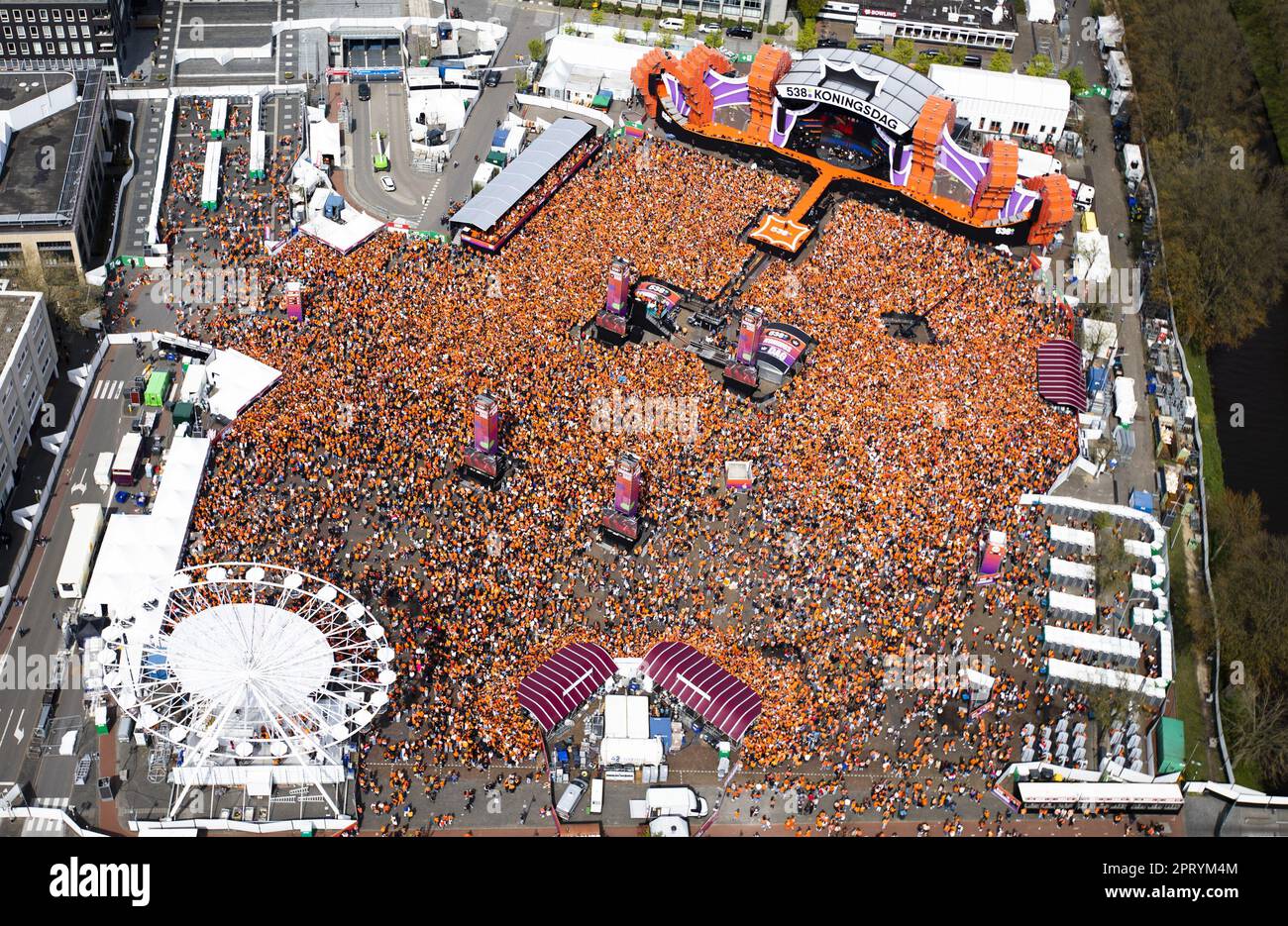 BREDA - Aerial photo of festival visitors during the King's Day party ...