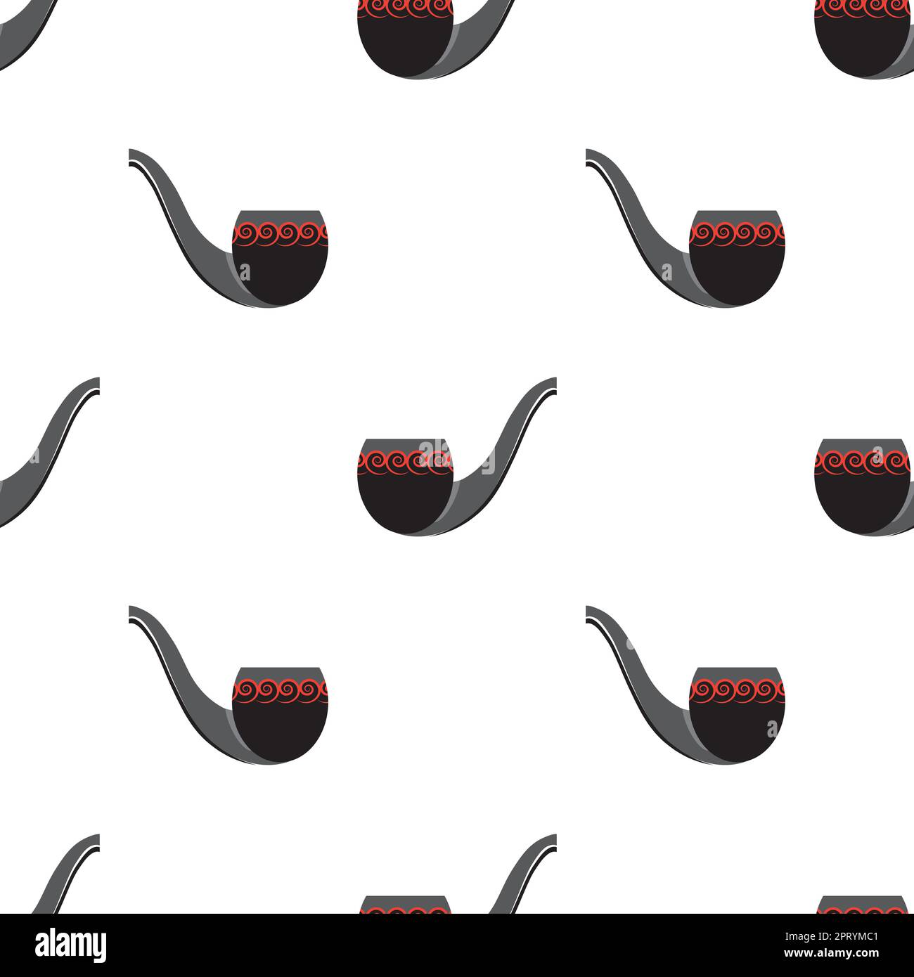 Wooden Smoking Pipe Silhouette Seamless Pattern Isolated on White ...