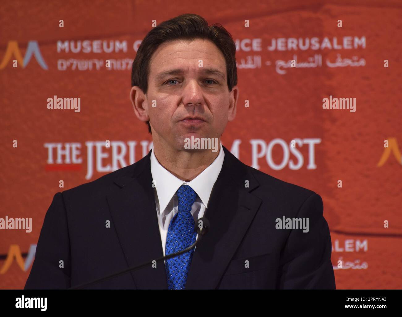 Florida Governor Ron DeSantis speaks to the media at a conference for ...