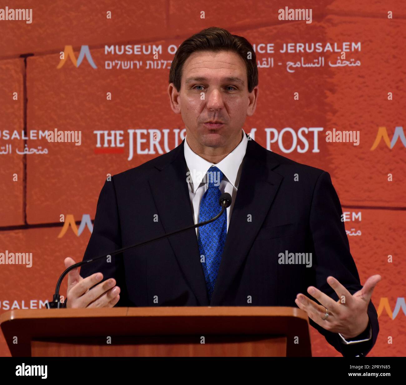 Florida Governor Ron DeSantis speaks to the media at a conference for ...