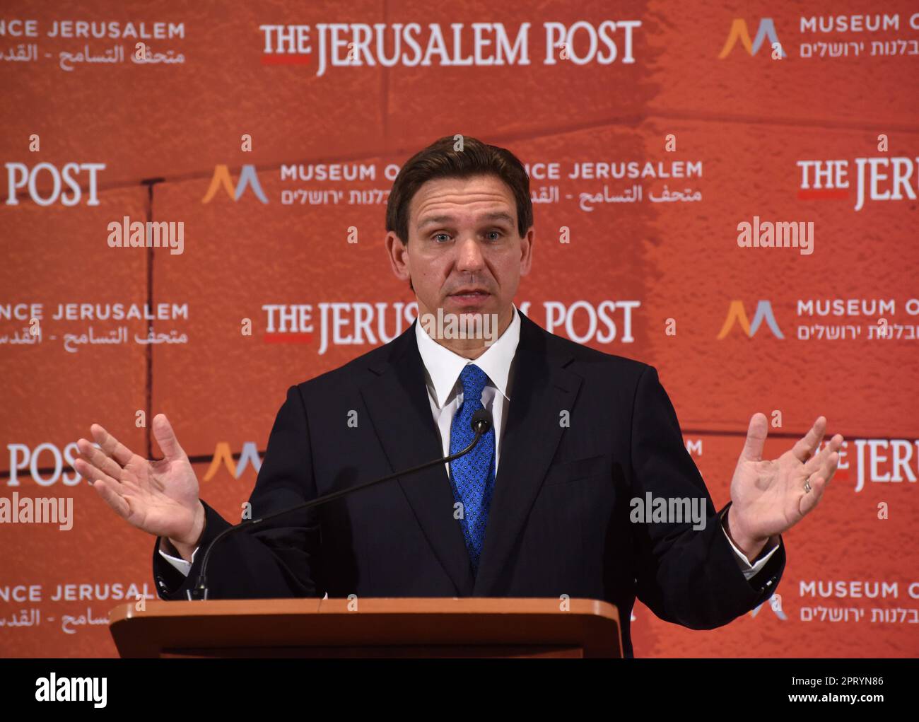 Florida Governor Ron DeSantis speaks to the media at a conference for ...