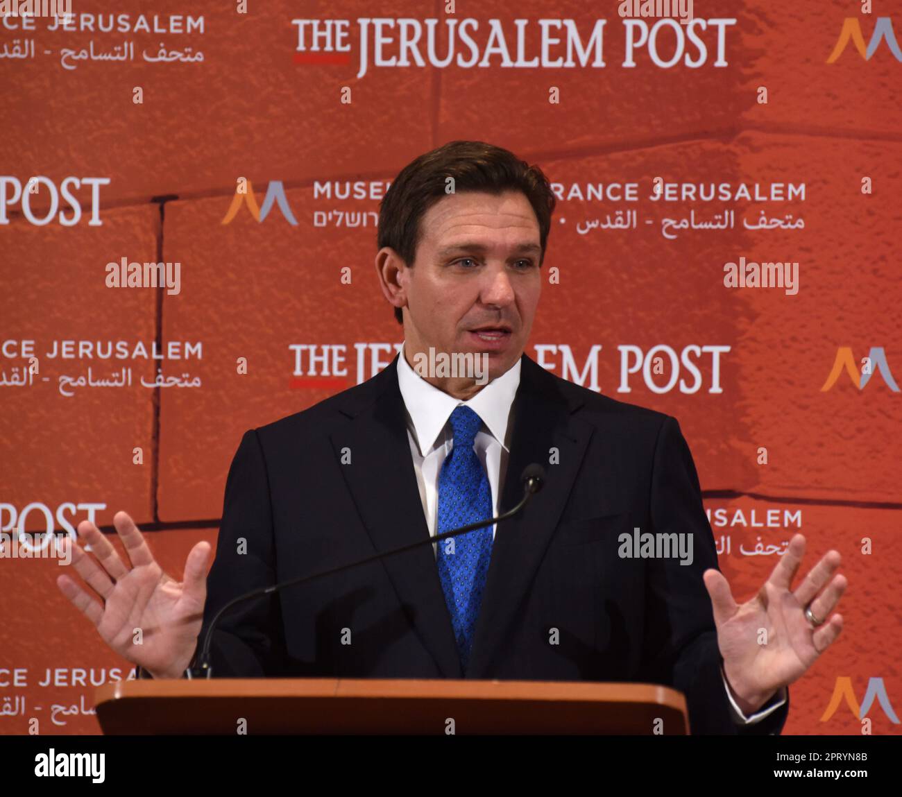 Florida Governor Ron DeSantis speaks to the media at a conference for ...