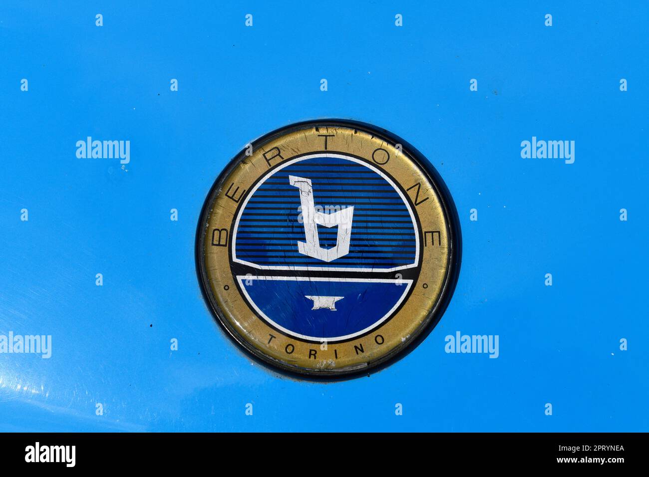 Bertone Torino Insignia Badge on the front of a Sports Car at Hook Norton Classic Car Meeting ...