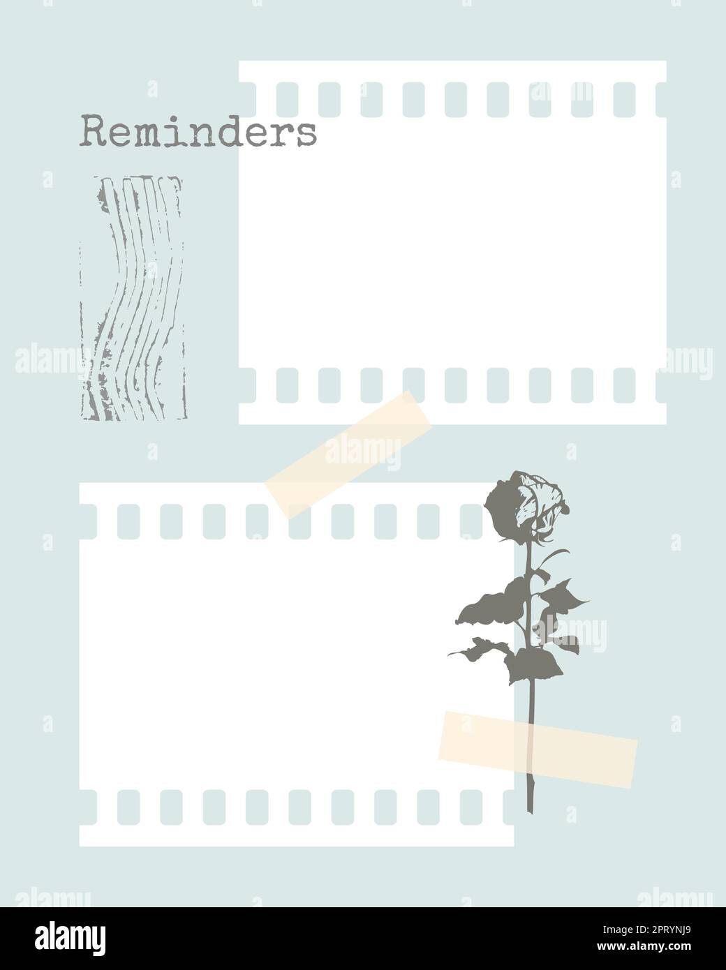 Reminder template vintage collage blank with rose plants, blank for ...