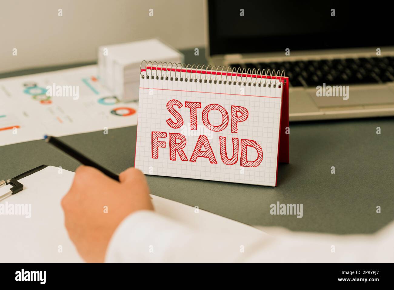 Inspiration showing sign Stop Fraud, Business concept campaign advices ...