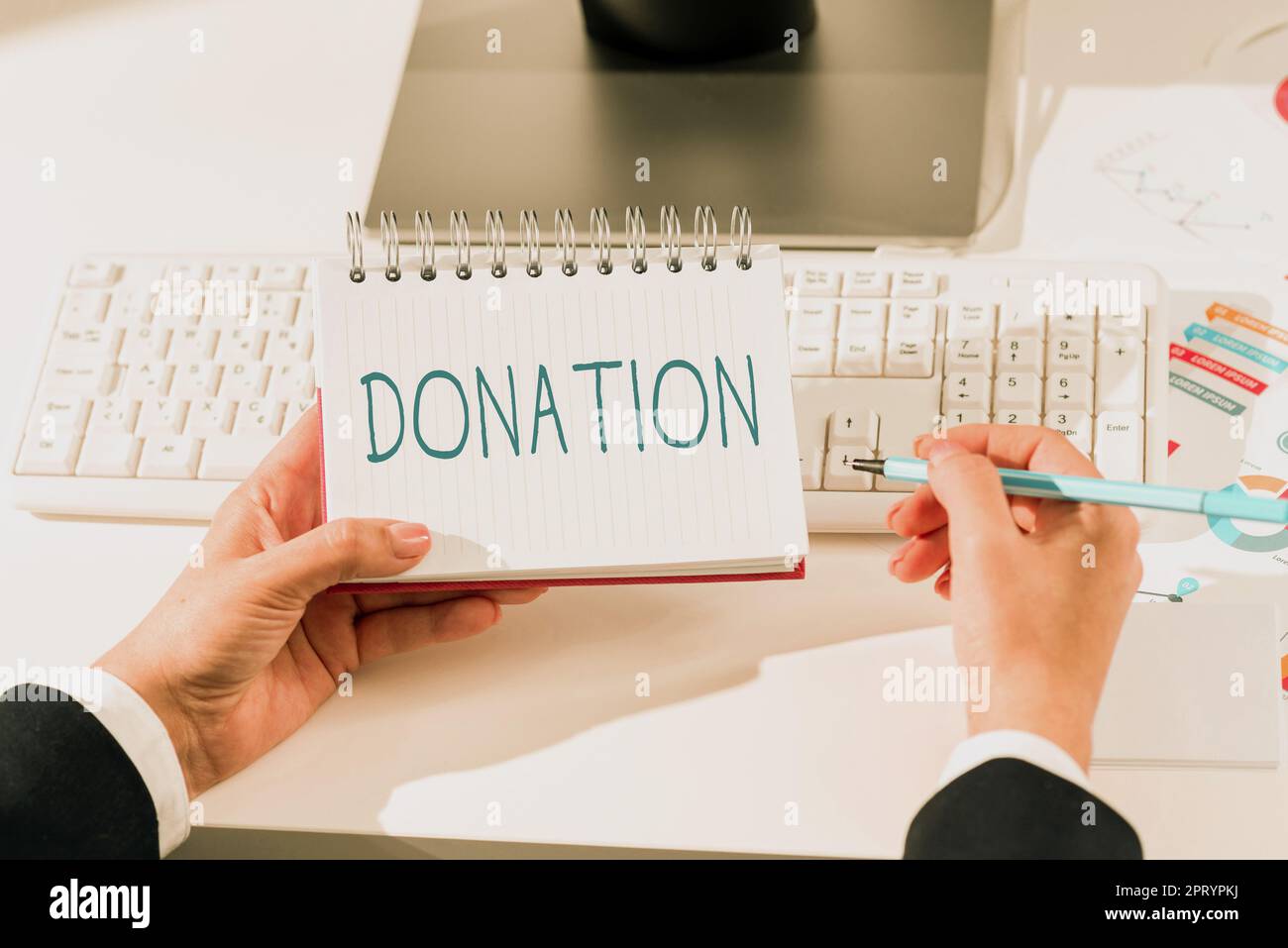 Hand writing sign Donation, Business overview the making of a gift ...