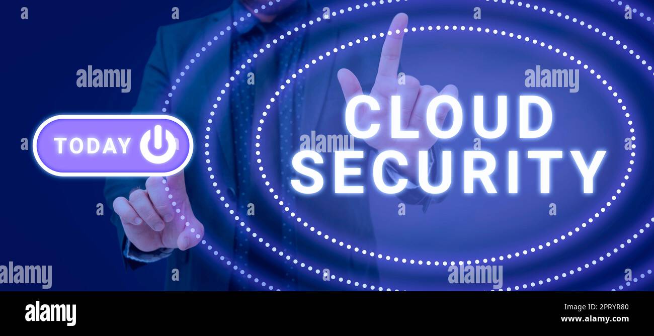 Handwriting Text Cloud Security Conceptual Photo Imposing A Secured System Of Existing Data In