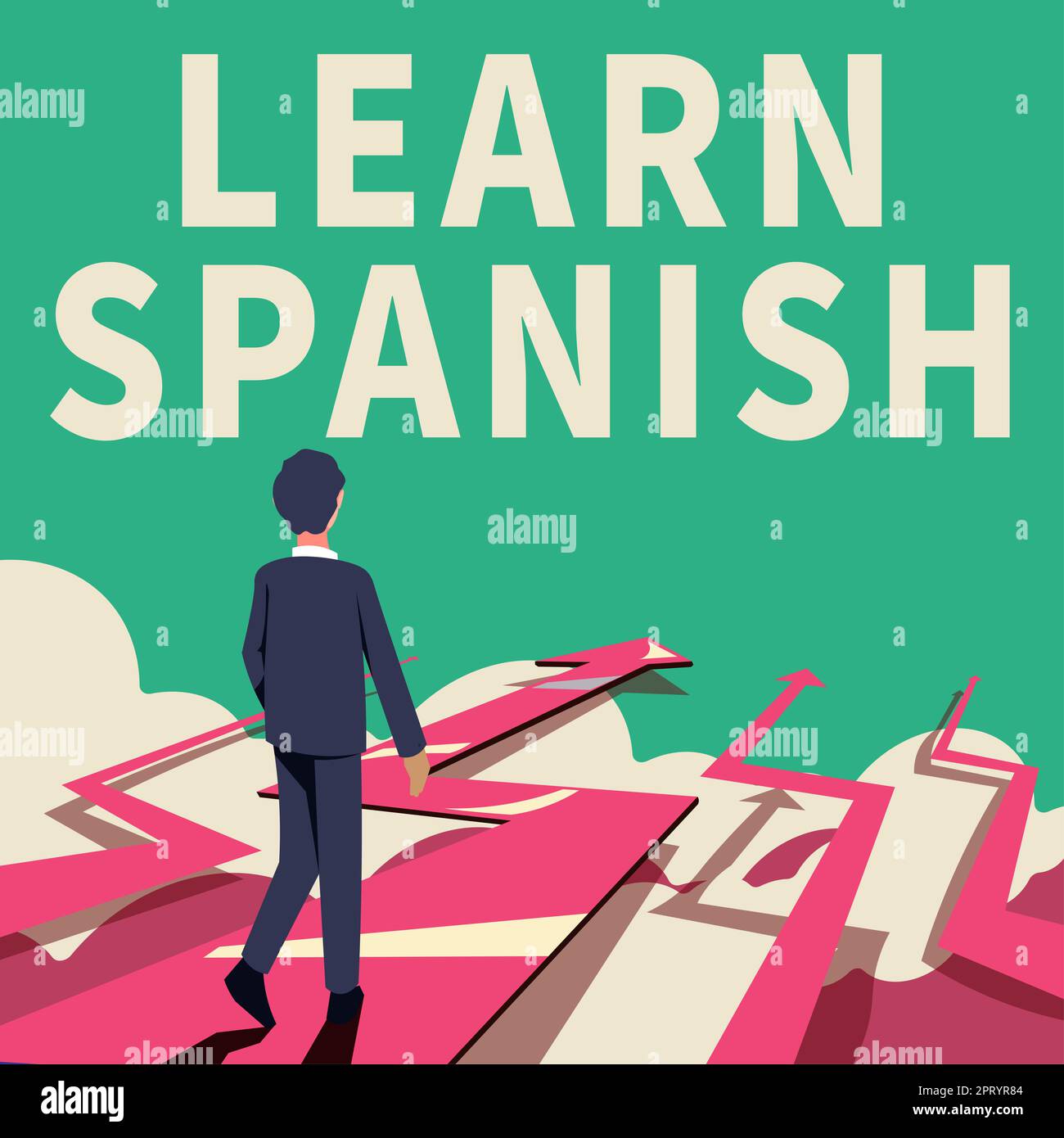 Text caption presenting Learn Spanish, Business concept to train ...