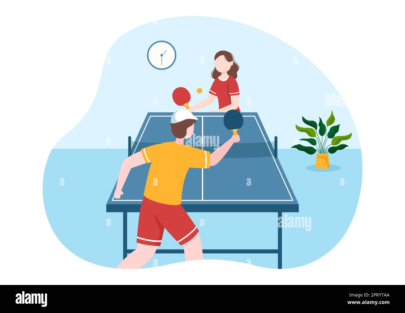 People Playing Table Tennis Sports with Racket and Ball of Ping Pong ...