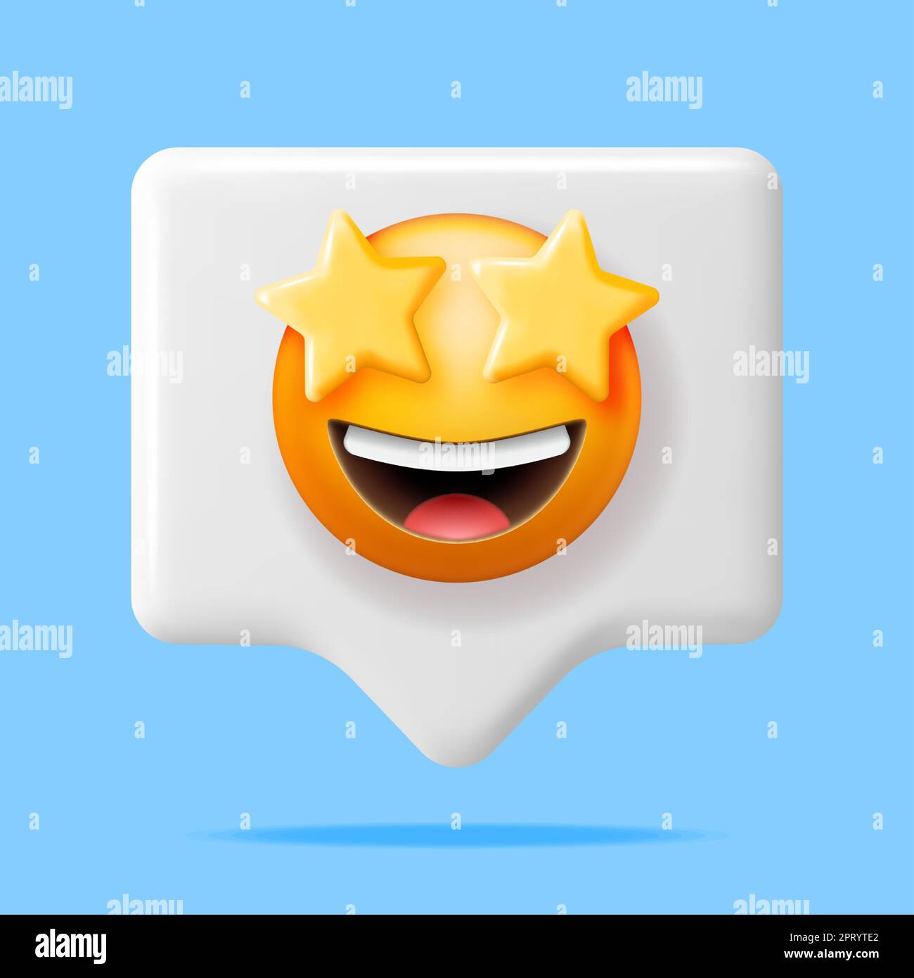 3D Excited Starry Eyed Emoticon in Chat Bubble Stock Vector Image & Art ...