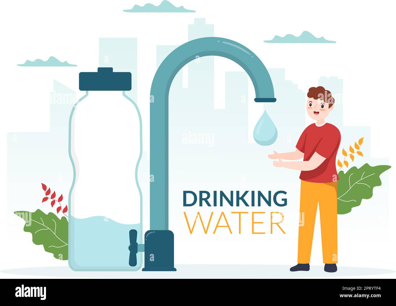 People Drinking Water From Plastic Bottles and Glasses with Pure Clean ...