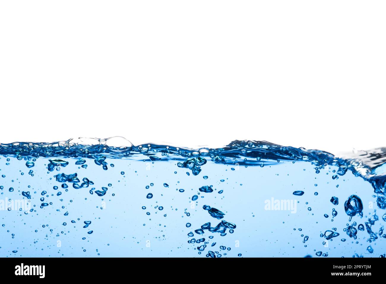 Abstract clean flow ripple surface on liquid. Light blue water wave with air bubbles and a ...