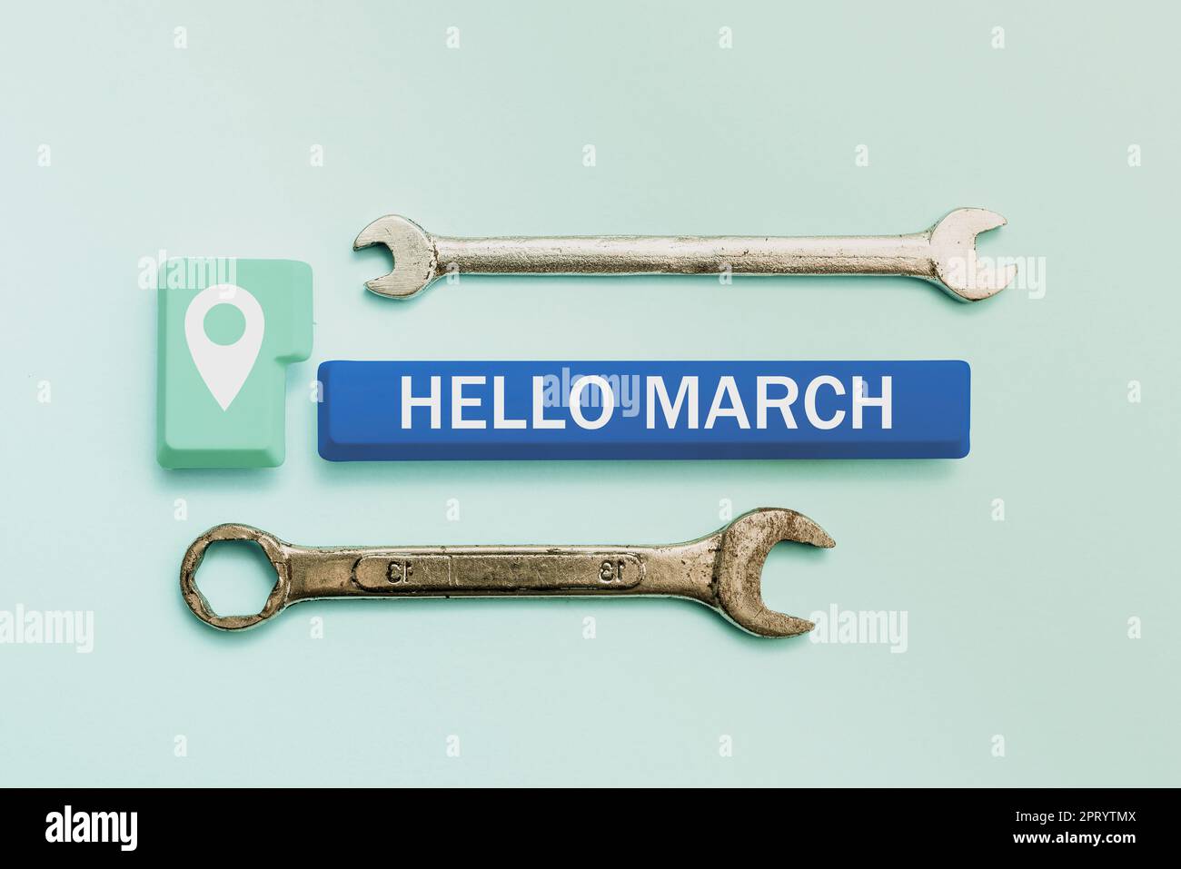 Conceptual caption Hello March, Word Written on a greeting expression ...