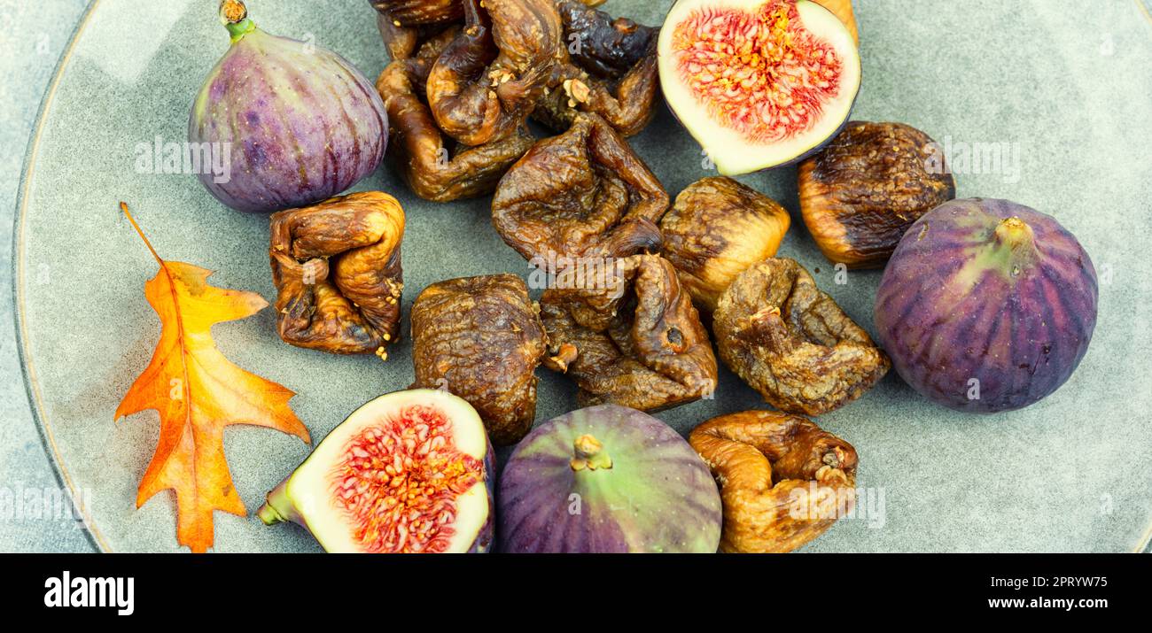 Fig tree fruits, dried candied figs. Dried fruit, autumn sweet Stock Photo - Alamy