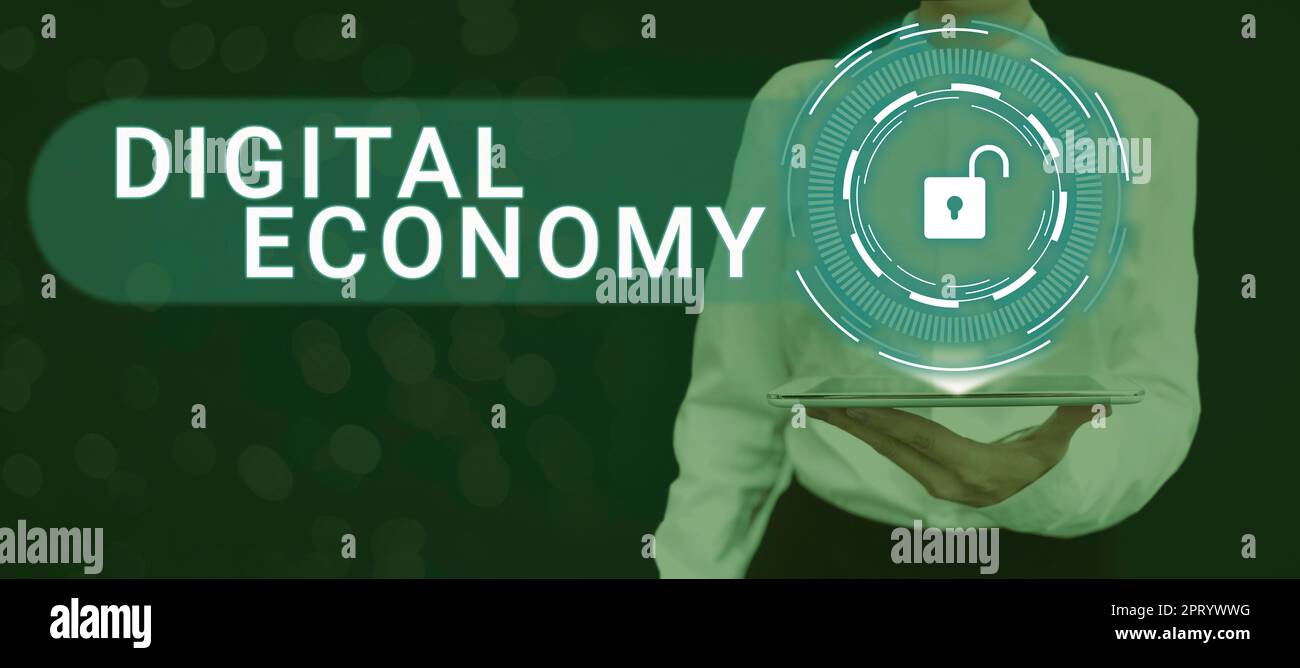 Hand writing sign Digital Economy, Conceptual photo advancement of ...