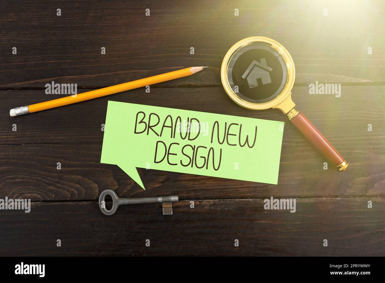 Hand writing sign Brand New Design, Word for Brainstorming About Branding Strategy and Product ...