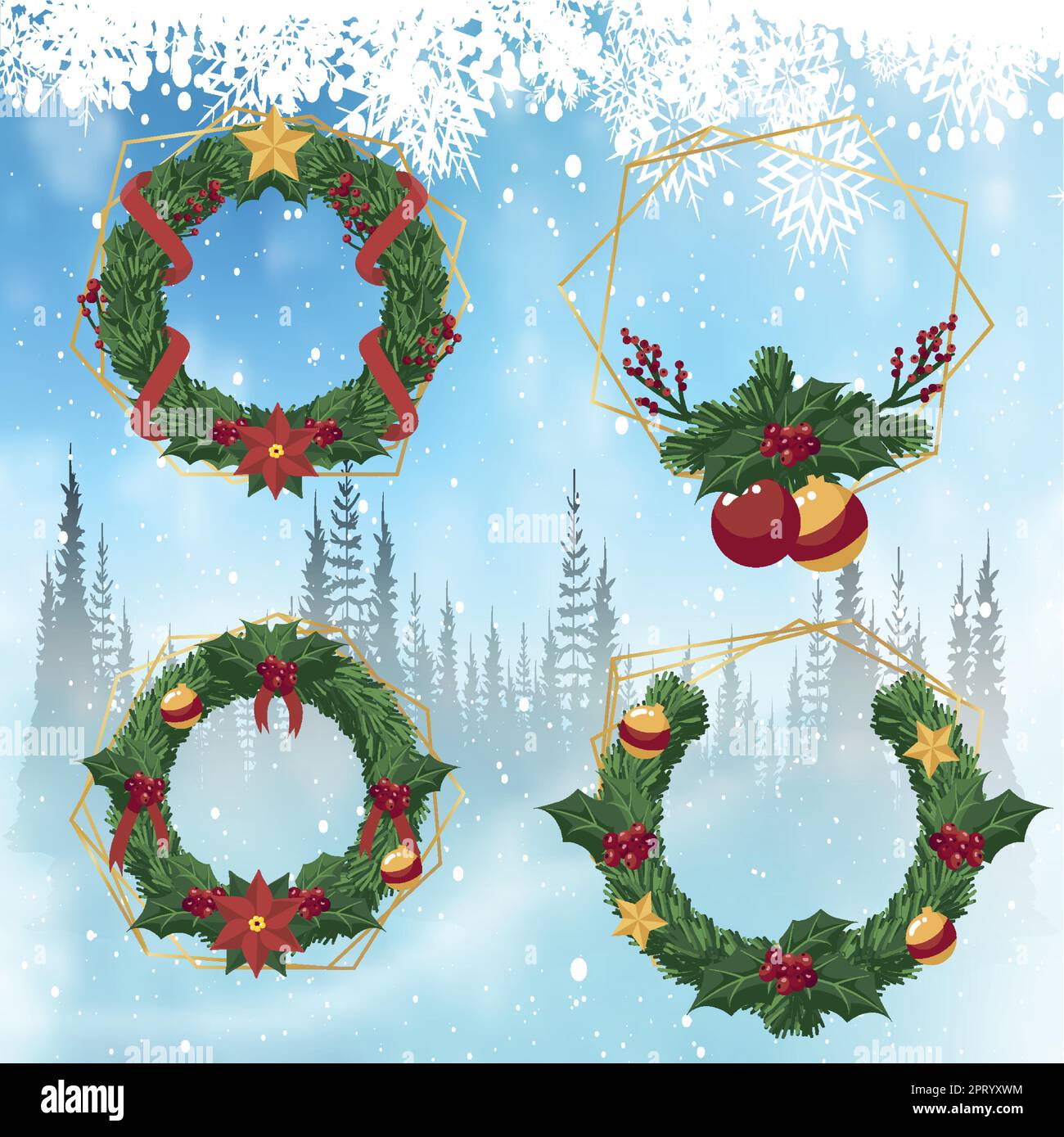 Christmas botanical frames set Stock Vector Image & Art - Alamy