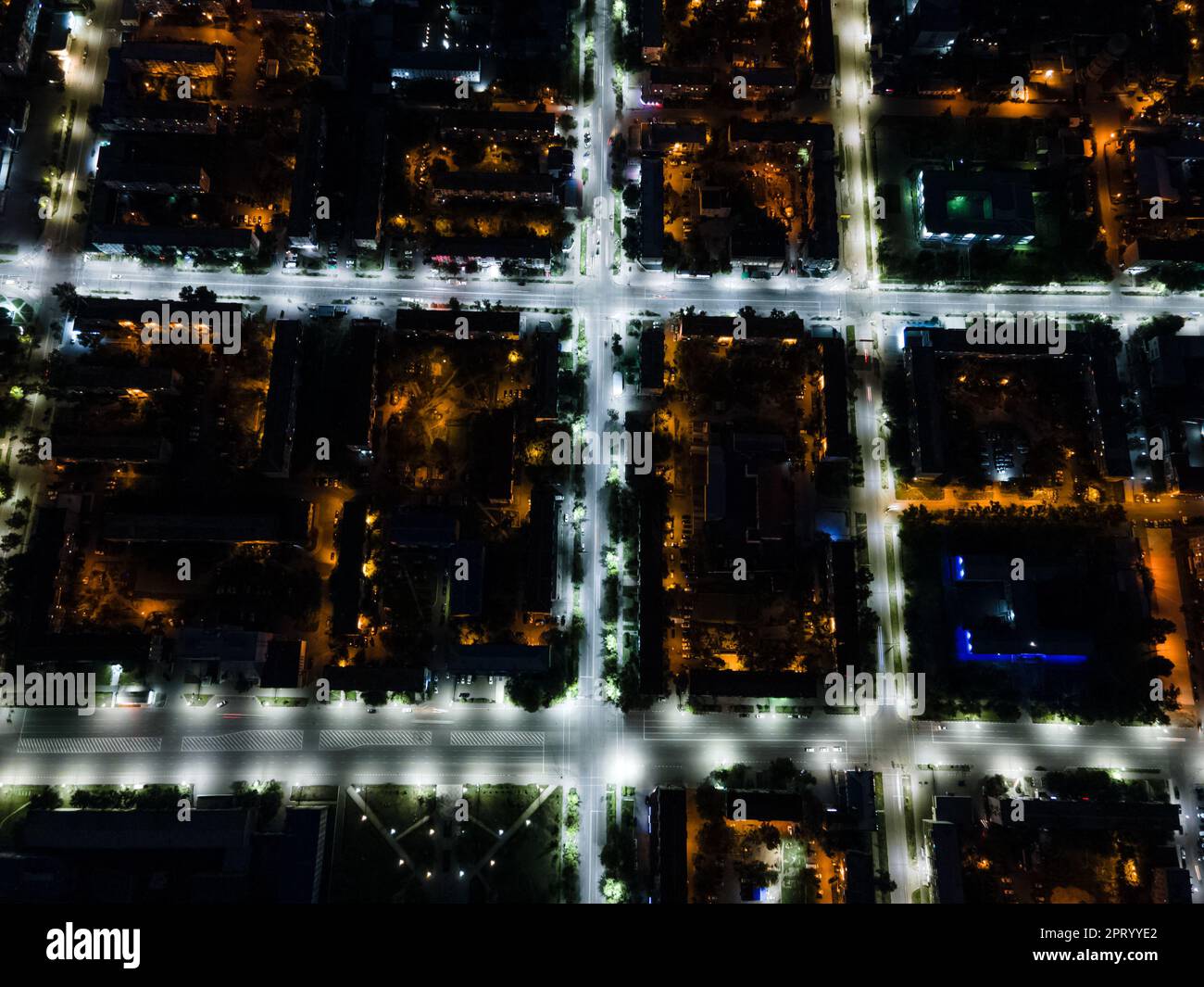 4k aerial night city illumination hi-res stock photography and images ...