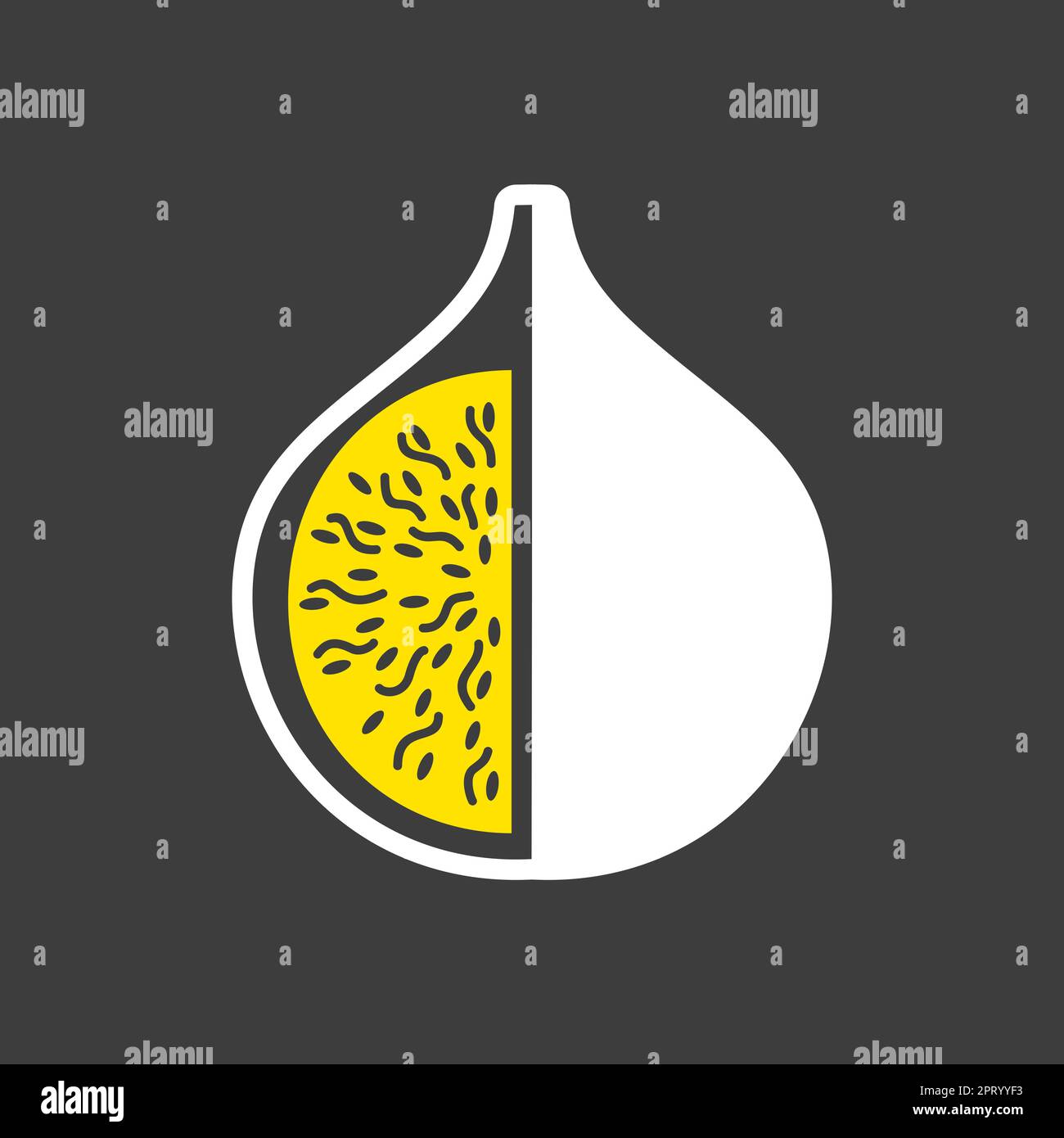 Fig tropical fruit vector glyph on dark background icon. Graph symbol ...