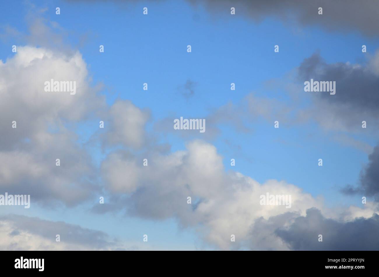 A blue sky with lots of white clouds of different sizes Stock Photo - Alamy