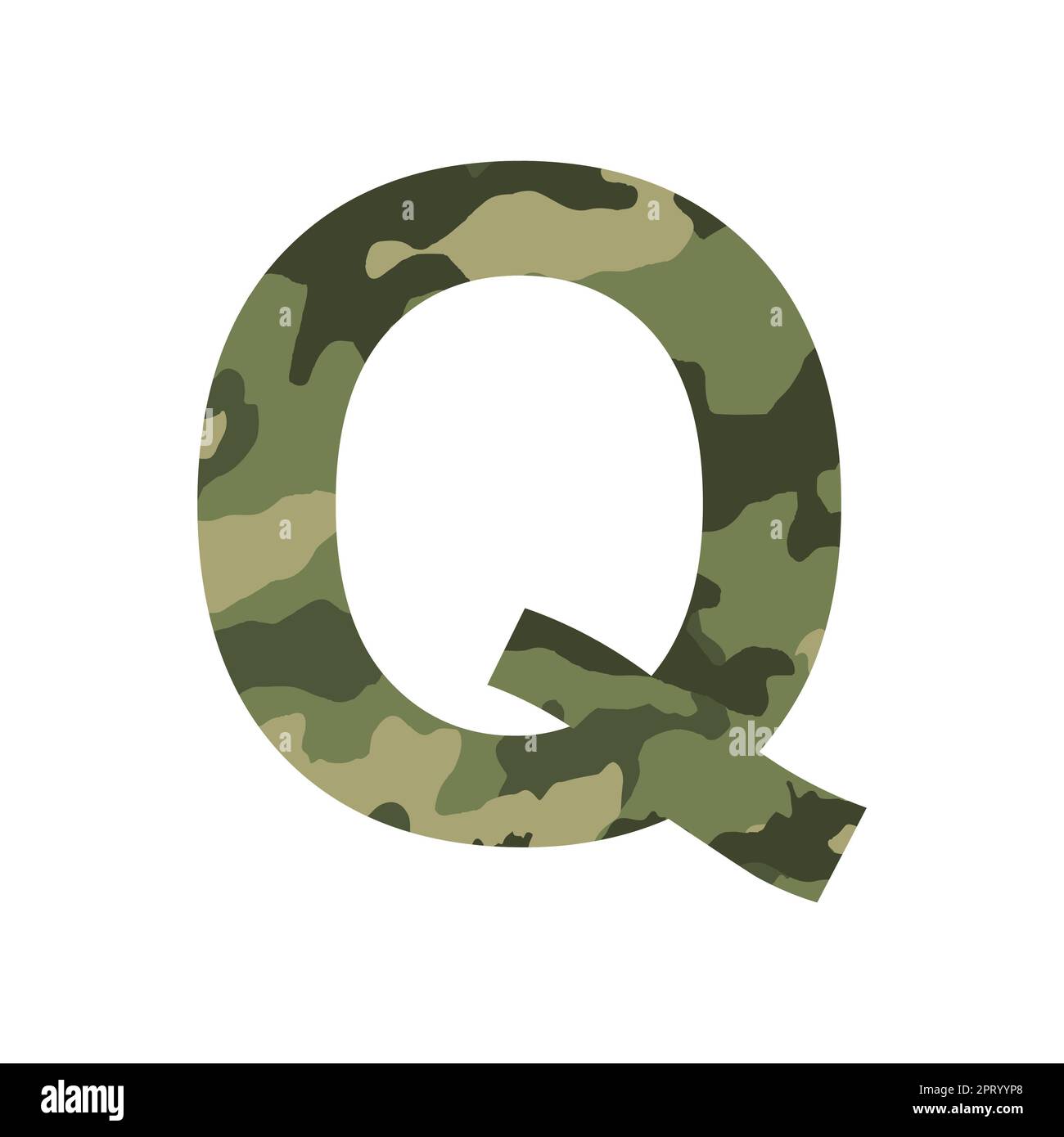 English alphabet letter Q, khaki style isolated on white background ...