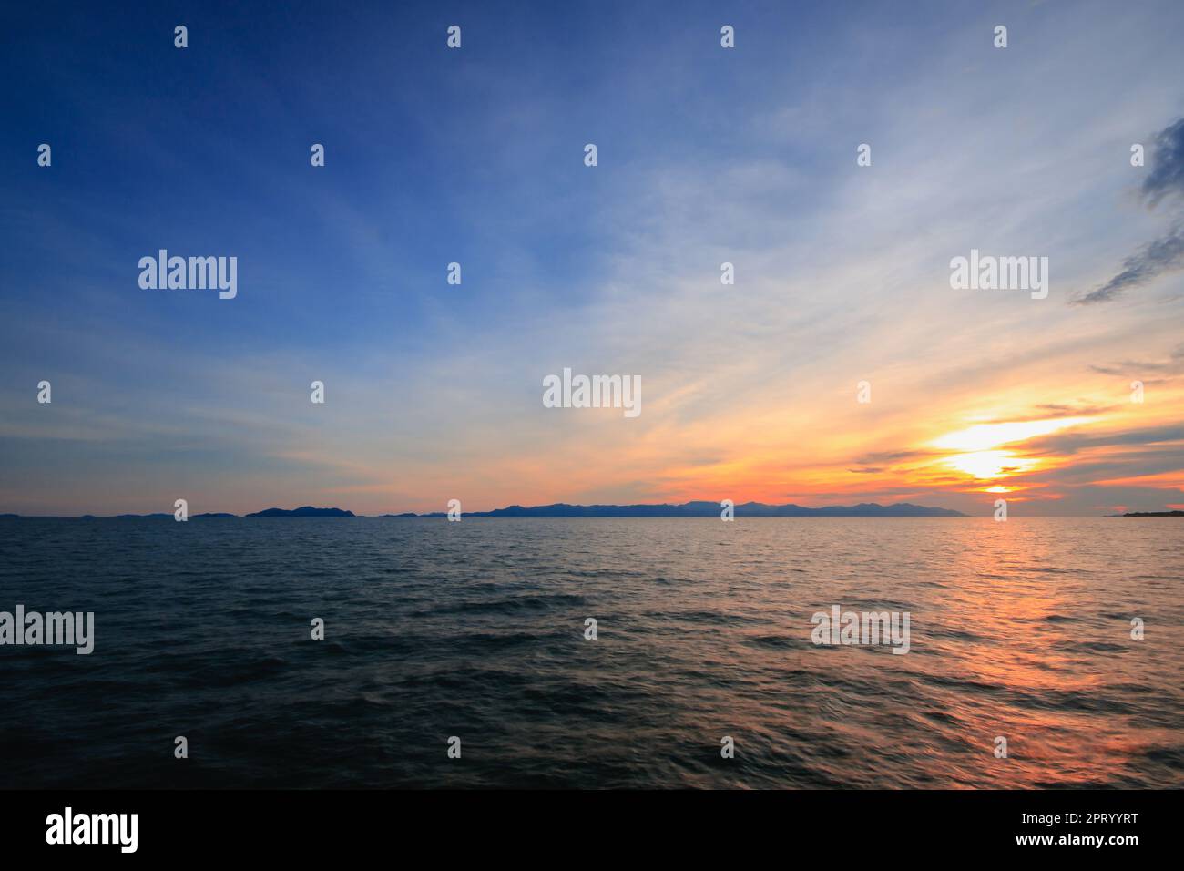 Twilight light of the sunset with beautiful sea landscape Stock Photo ...